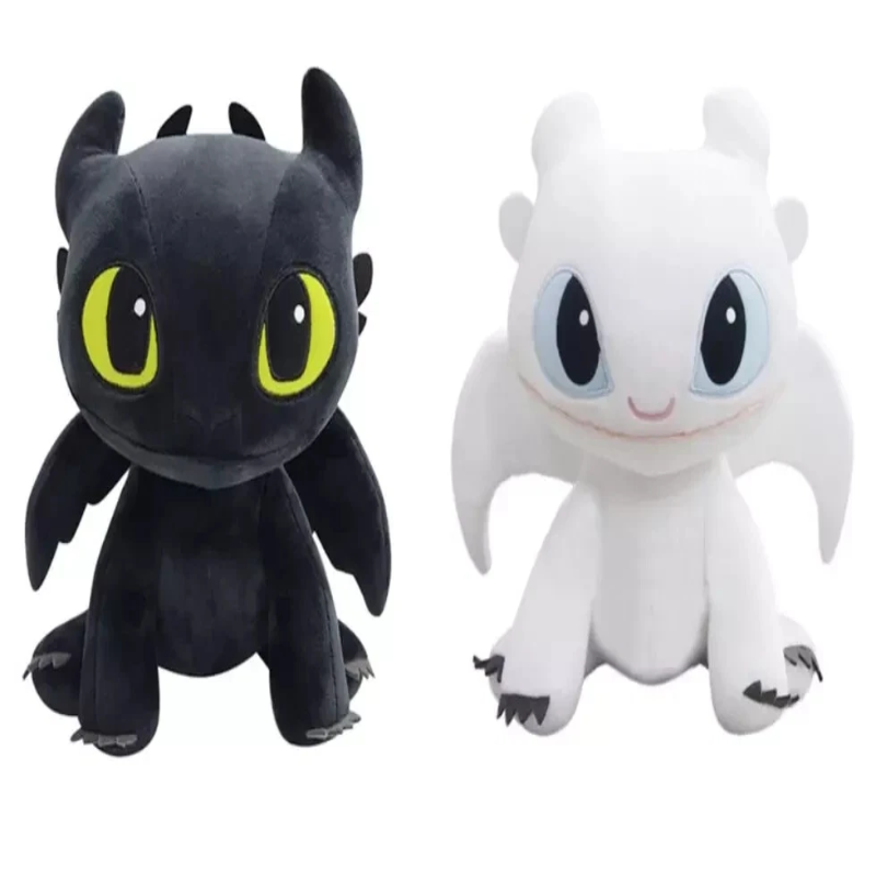 How To Train Your Dragon 3 Toothless Light Fury Plush Doll Sitting with ...