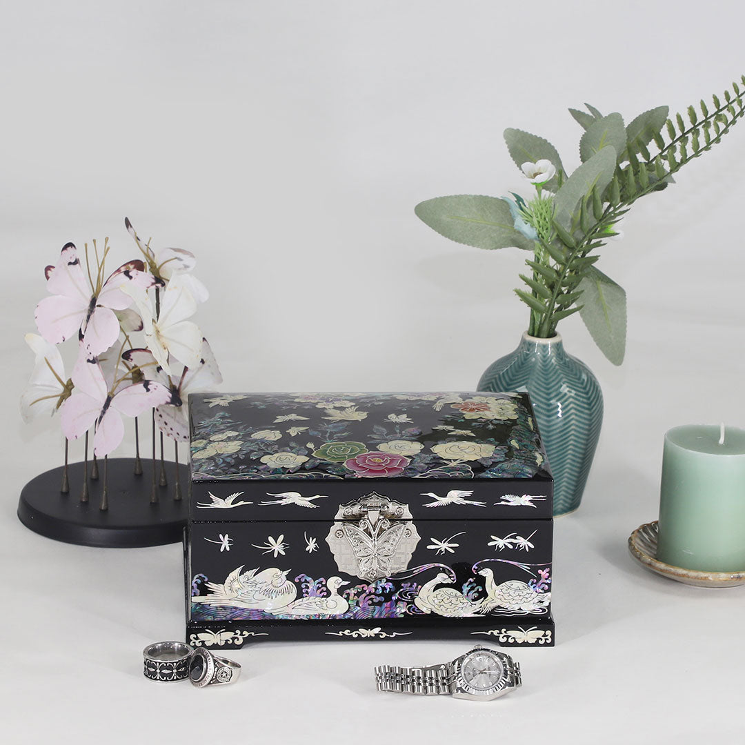 Rose & Birds Korean 2 Layer Luxury Inlaid Jewelry Box | KPOP, KDRAMA ...